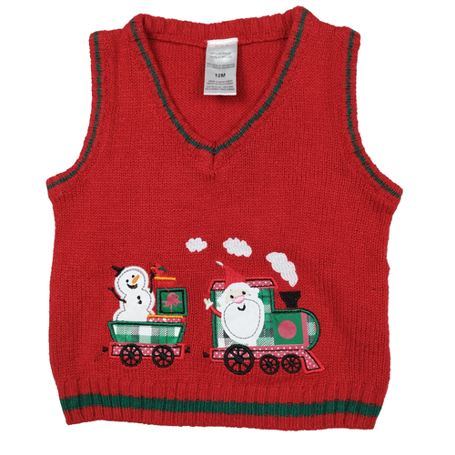 Child 12 month/1 Year Red V-Neck Sweater Vest Boys Red Embroidered ...