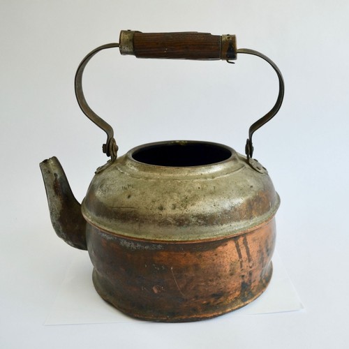 Vintage Primitive Copper Kettle Teapot Wood Handle Antique Tea Pot | eBay