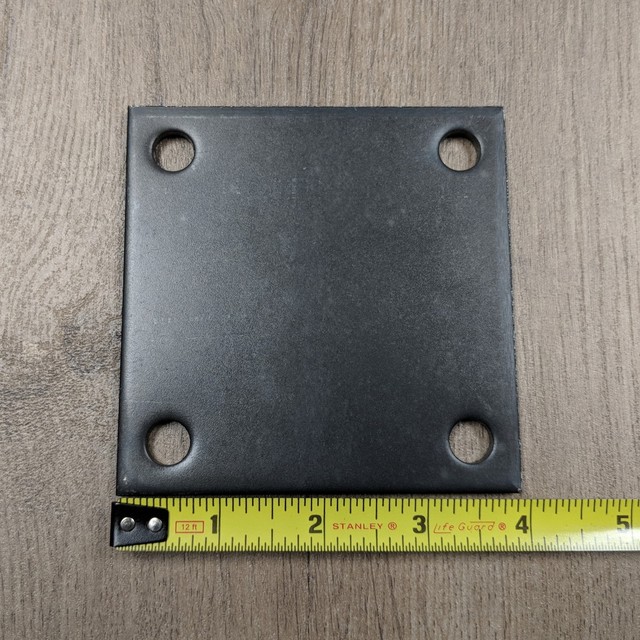 4" x 4" SQUARE FLAT STEEL METAL BASE PLATE 3/16" THICKNESS 3/8" HOLE ...