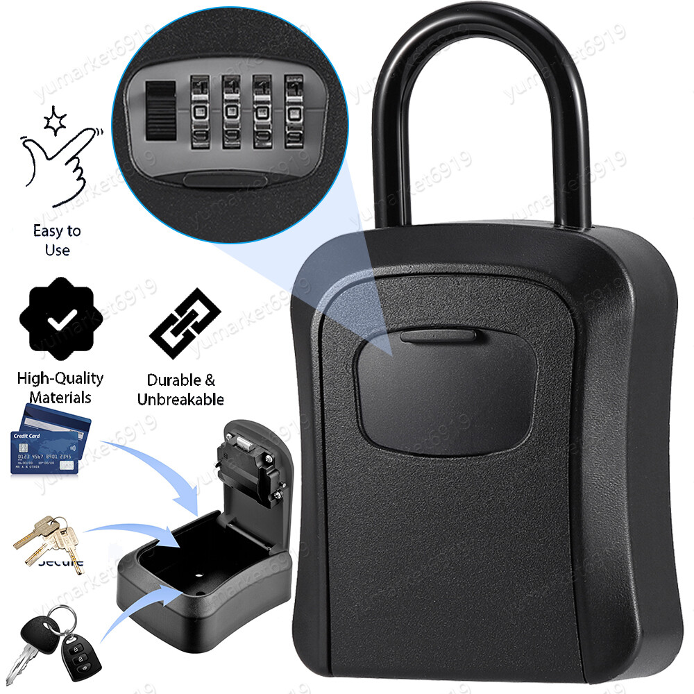 Key Safe 4-Digit Combination Lock Box Wall Mount Storage Safe Security ...