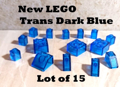 New LEGO Clear Blue Dark Assorted Lot of 15 Translucent Slope 1x1 ...