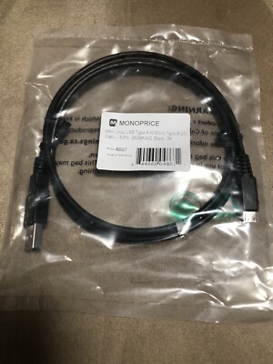 3ft USB Type-A to Micro Type-B 2.0 28/28AWG Cable Monoprice 4867 | eBay