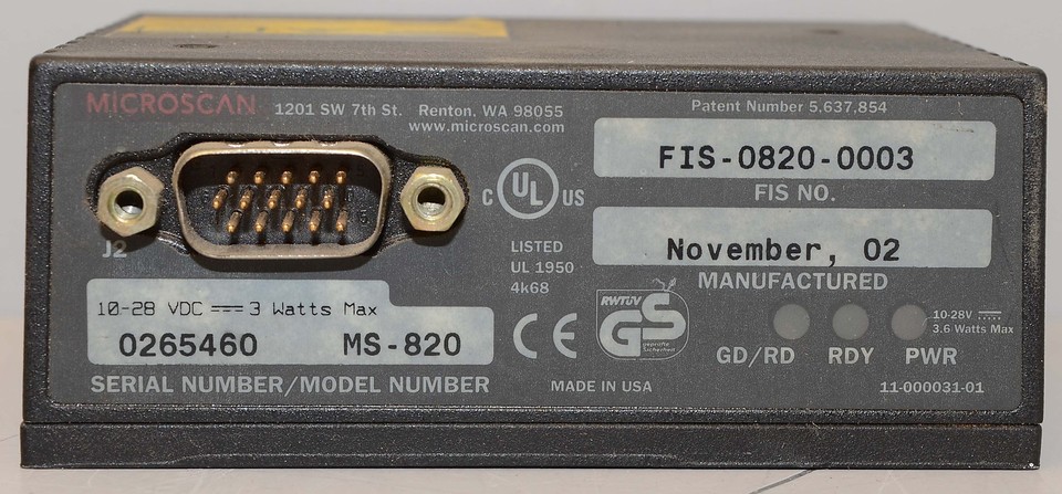 Microscan 820 Scanner FIS-0820-0003 ++ | eBay