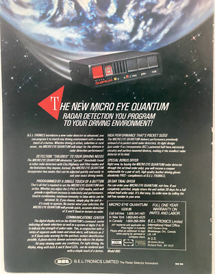 Micro Eye Quantum Radar Detector BEL-Tronics Vintage 1987 Magazine Ad ...