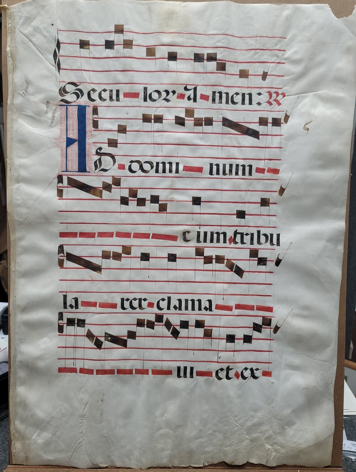 16th Century Antiphonal Music Manuscript on Vellum 32"×23" Double sided ...