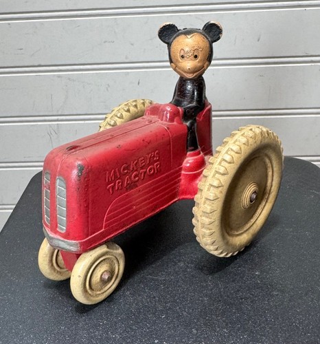 Antique Mickey's Tractor Toy Sun Rubber Walt Disney Productions Mickey ...
