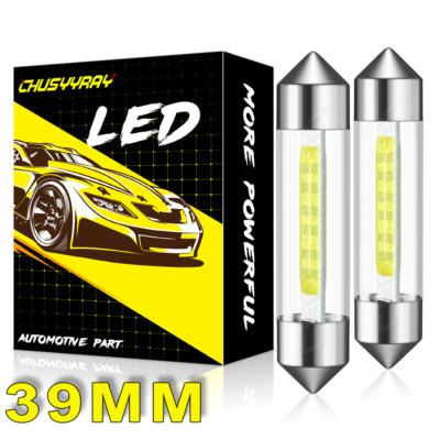 Set of 2pc White Dome Light Festoom LED Bulbs 6451 561 563 - 39mm 1 ...