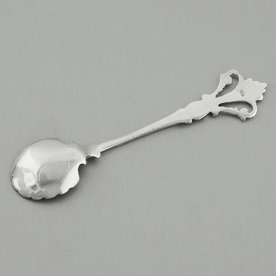 Salt Spoon Fleur de Lis with Scallop Bowl 925 Sterling Silver ...