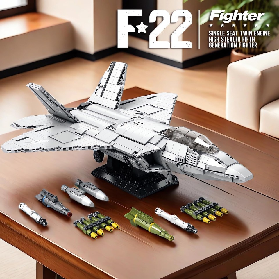 F-22 Raptor Fighter Jet Building Blocks Set 1837pcs Military Airplane ...