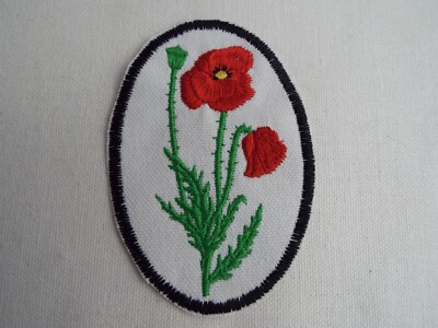 Red Poppy Flowers Embroidery Iron-on Patch | eBay