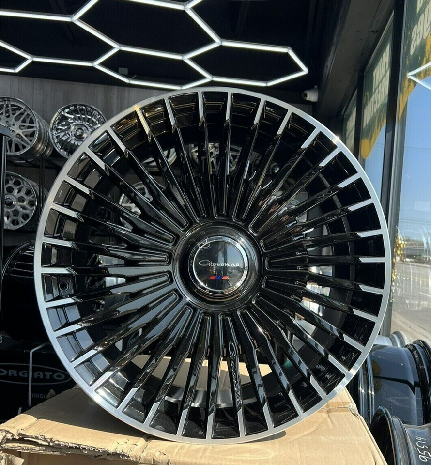 24" Giovanna Tulum Gloss Black Machine Tips with Tires 5X5 Chevy Range ...