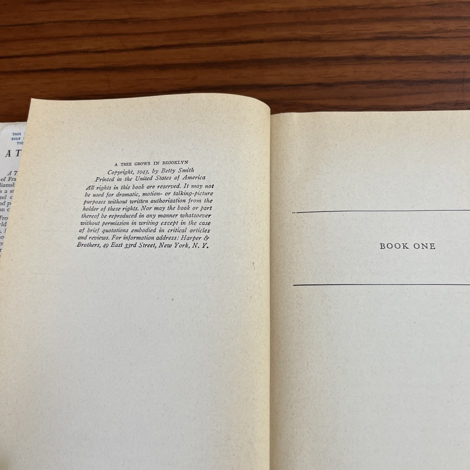 Book Club Edition "A Tree Grows in Brooklyn" By Betty Smith | eBay