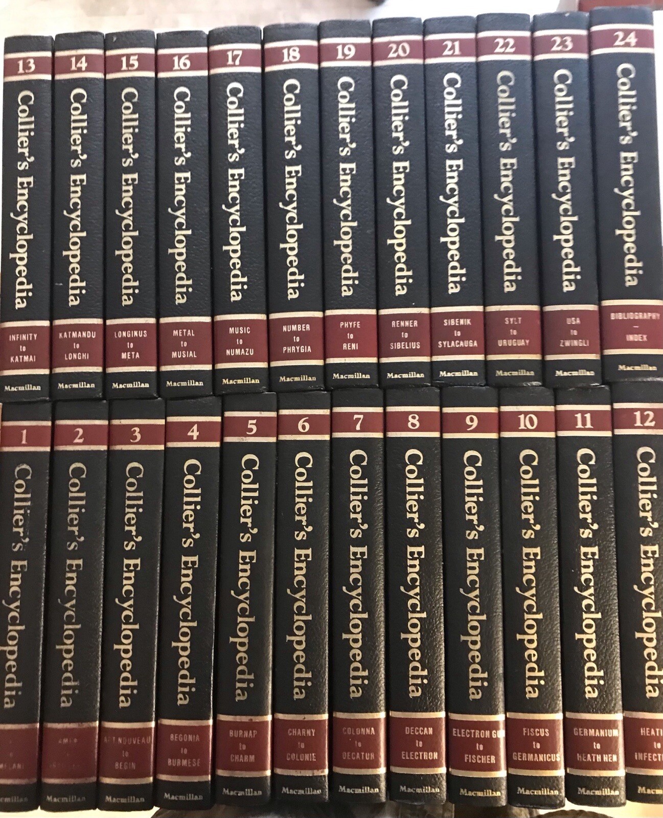 1988 COLLECTOR SET COLLIER'S ENCYCLOPEDIA MACMILLAN Books 1-24 Full Set ...