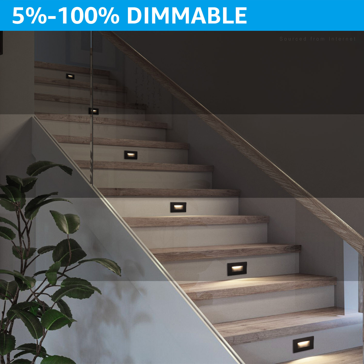 3-Pack 5CCT 120V LED Stair Lights Indoor Outdoor, 150LM 5%-100% ...