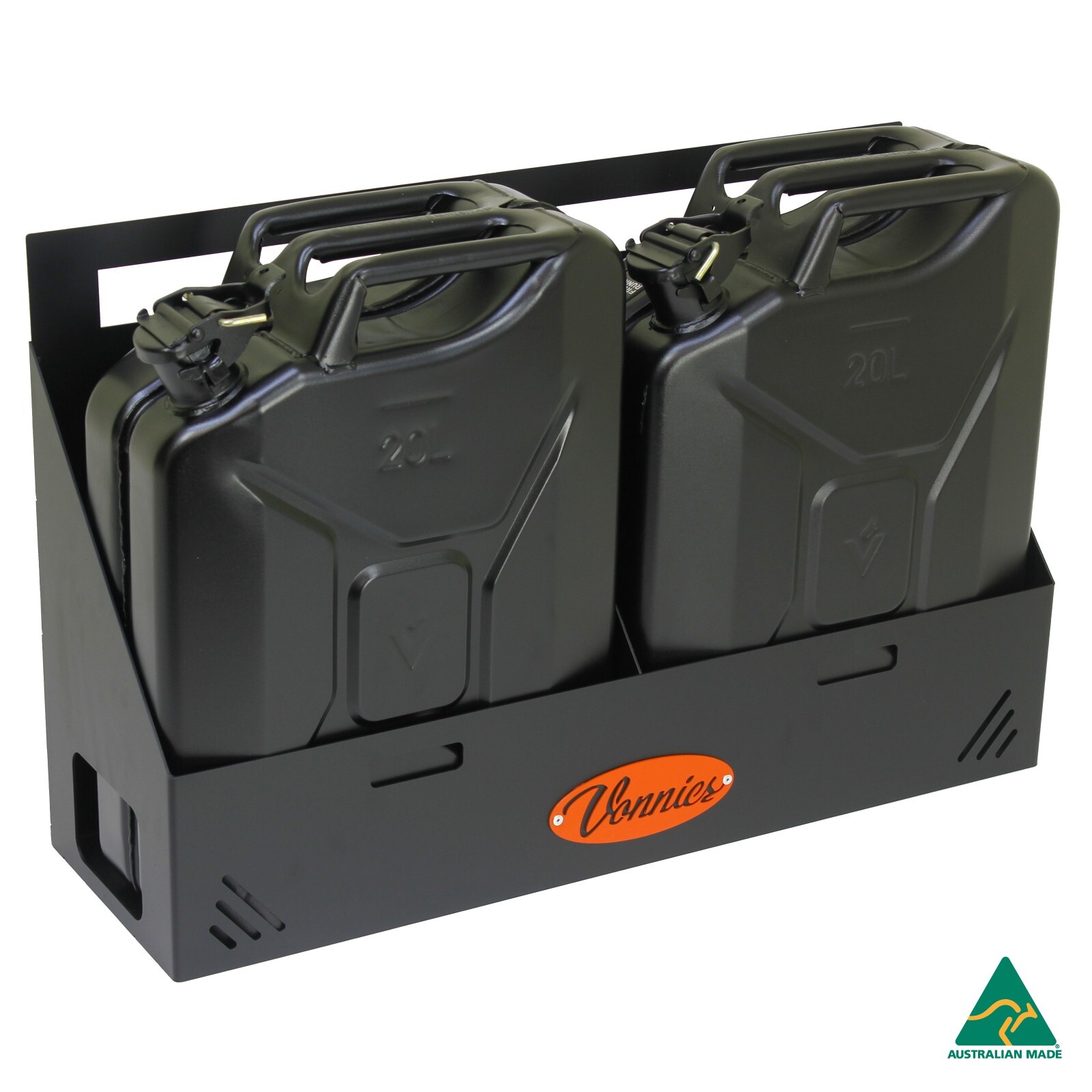 Vonnies Combo Pack Black Double Jerry Can Holder & Adjustable Rear ...