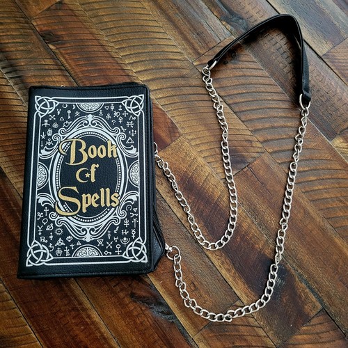 Book of Spells Purse Spirt Halloween Crossbody Chain Strap Black Goth ...
