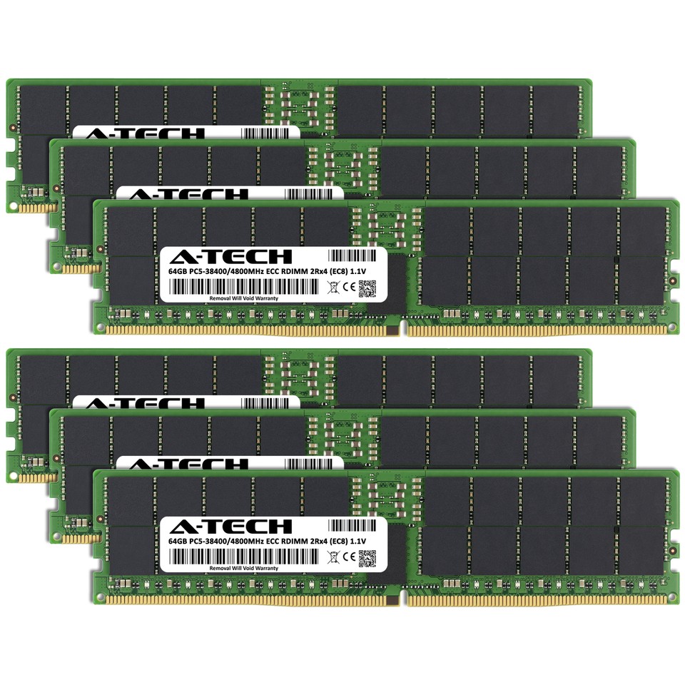 384GB 6x64GB PC5-4800 EC8 RDIMM Supermicro H13SSH H13SSL-NT H13SST-GC ...