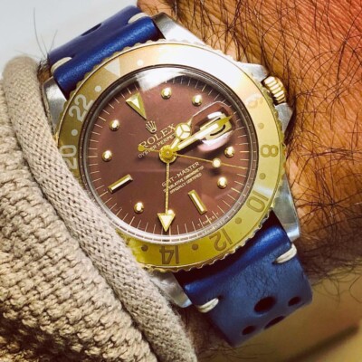 20 mm handmade ELECTRIC BLUE Genuine Leather RALLYE watch Strap for ...