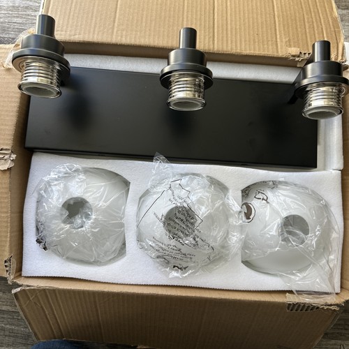 Progress Lighting 3 Light Wall Vanity Brushed Nickel Etched Glass - NEW ...