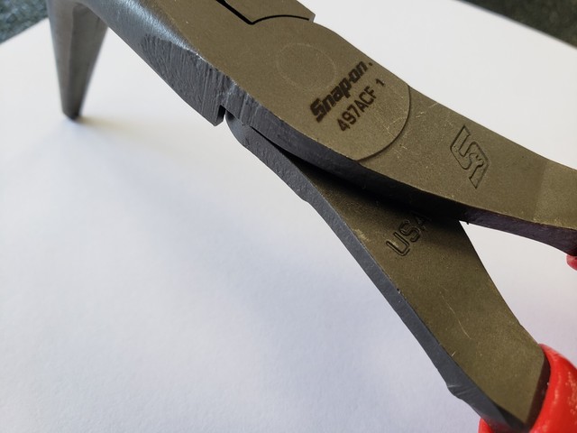 Snap-on 497ACF 90 Degree Angle Jaws Red Vinyl Grip Needle Nose Pliers ...