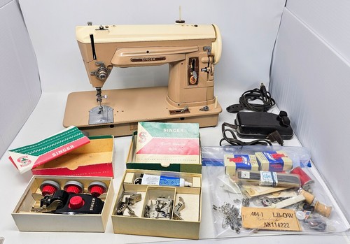 Vtg Singer 404 Slant Needle Sewing Machine w/Pedal Controller/Manual ...