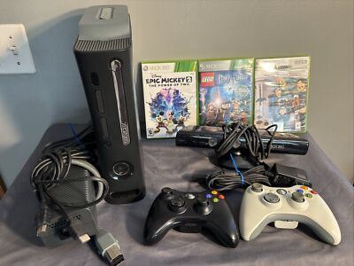 Xbox 360 w/60GB HDD, Kinect, 2 Controllers, 4 Games, Power & HDMI Cords ...