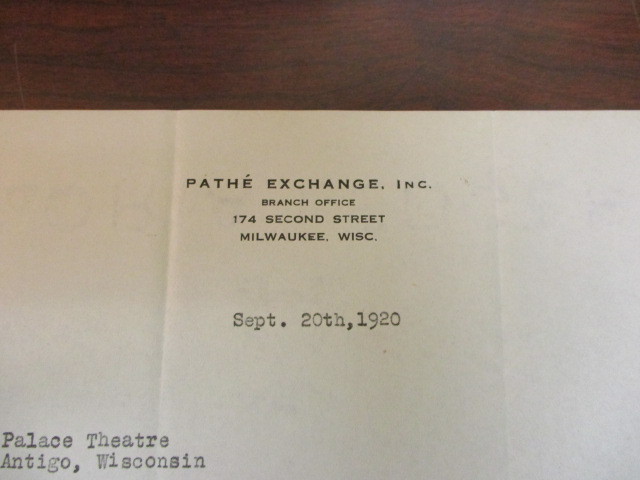 Vintage movie letterhead silent Pathe exchange Pathe News new contract ...