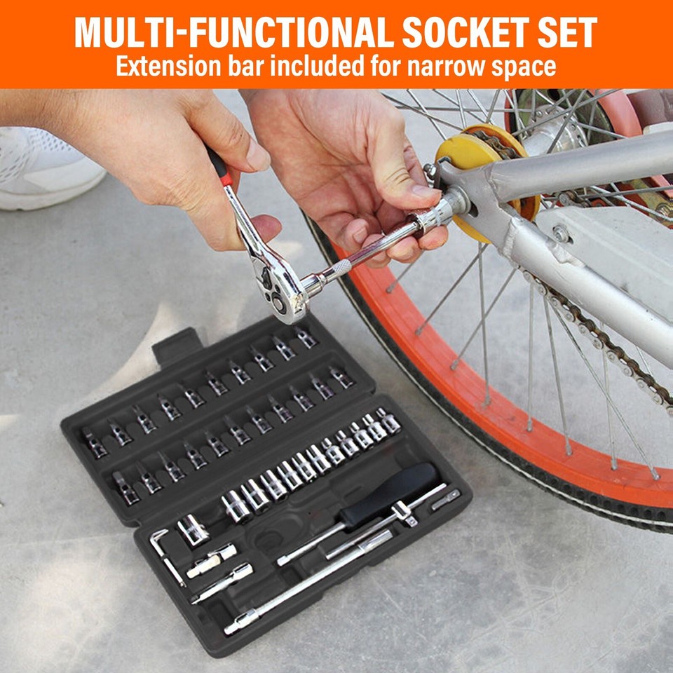46pcs Metric Socket Set Ratchet Torx.Wrench Kit 1/4" Drive Repair Tool ...