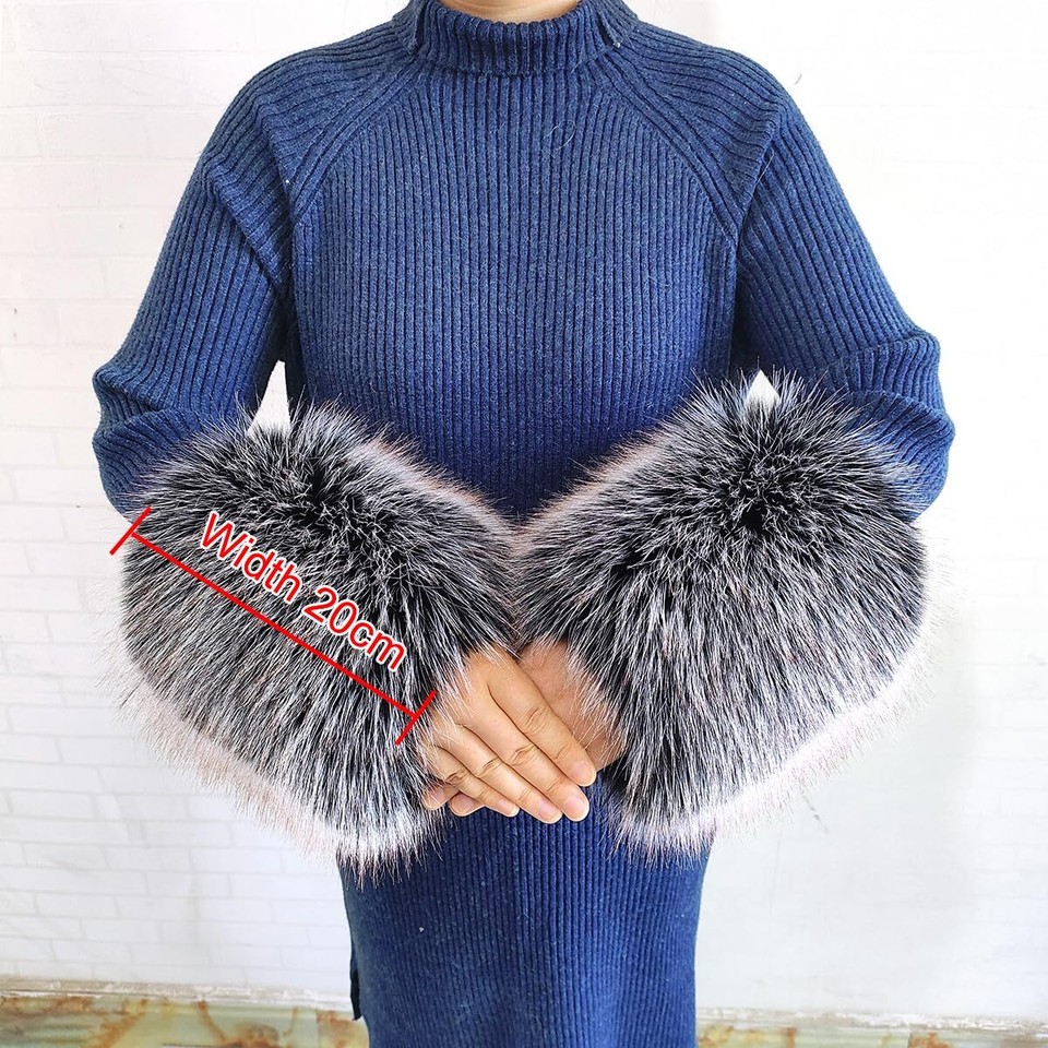 Faux Fur Collar & Cuffs Set Warm Fluffy Shawl Wrap for Women Winter ...