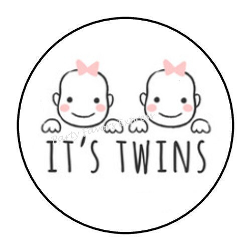 IT'S TWINS GIRL BABY SHOWER ENVELOPE SEALS LABELS STICKERS PARTY FAVORS ...