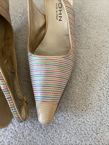 St John Slingback Shoes Women's Size 8 B Colorful Stitching | eBay