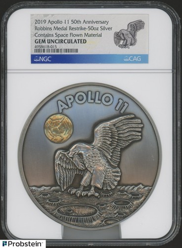 2019 Apollo 11 50th Commemorative Robin Medal Restrike 50oz Silver /750 ...