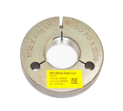 M36x4 6g Thread Ring Gage ~ NOT/GO ONLY - 36 mm - 4 lead ~ LEFT HAND | eBay