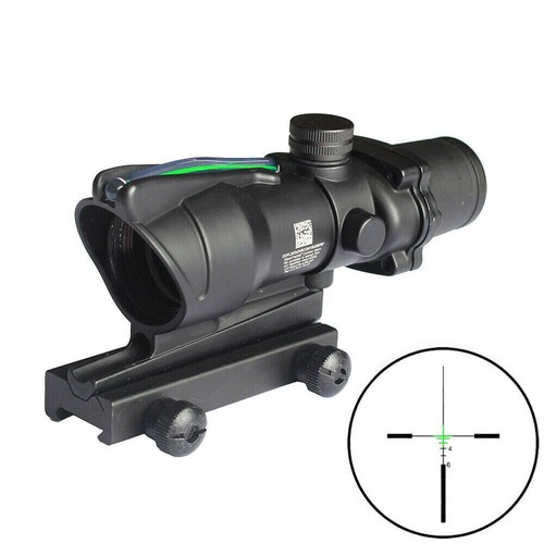 4x32 Fiber Optic Scope Green Crosshair Reticle Weapon Sight ACOG Clone ...