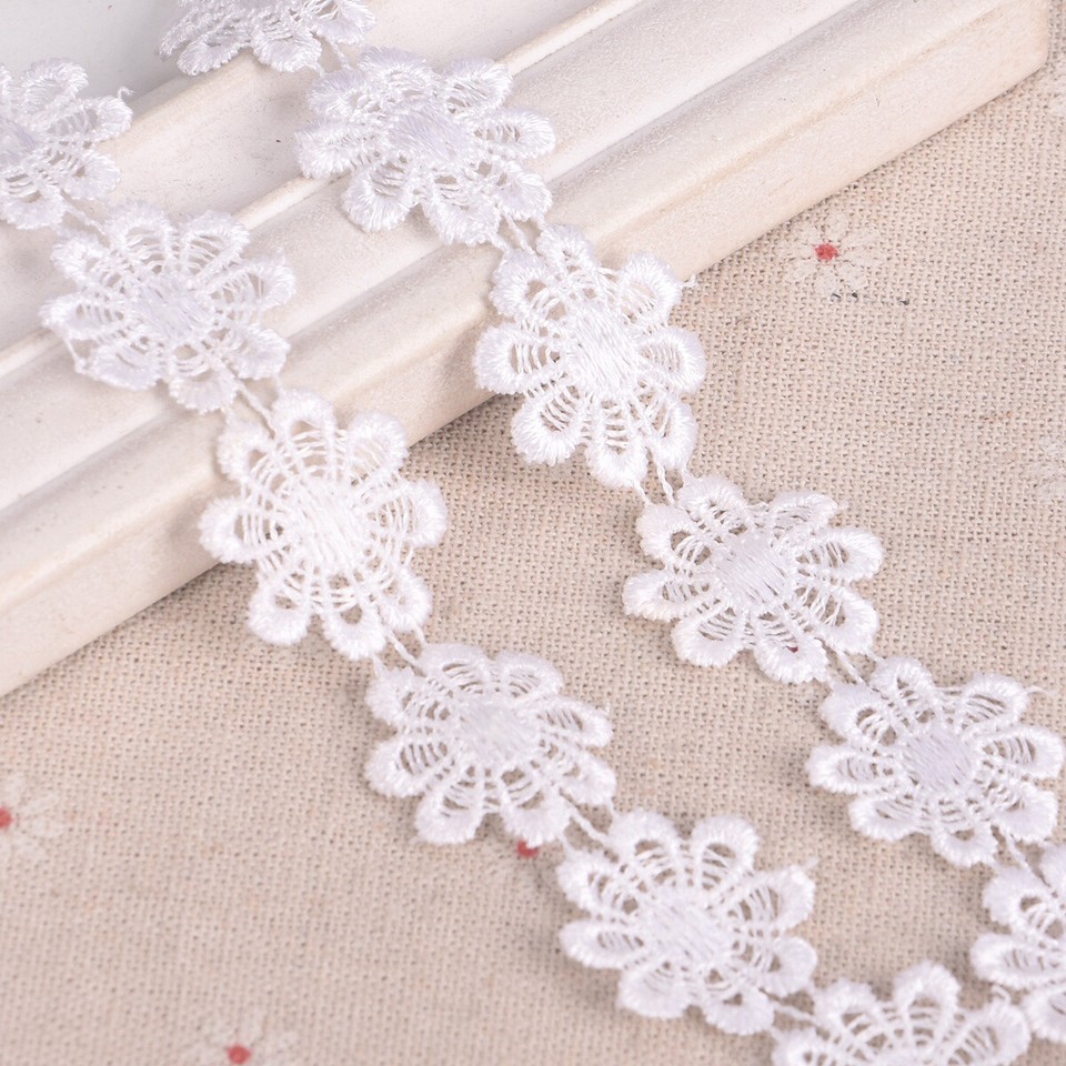 1Yards 25mm Lace Flower Ribbon Sewing Trim Fabric Appliques Sew ...