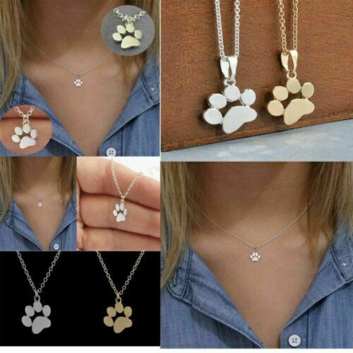 Puppy Kitten Pendant Silver Dog Gold Paw Cat Chain Unisex Cute Print ...