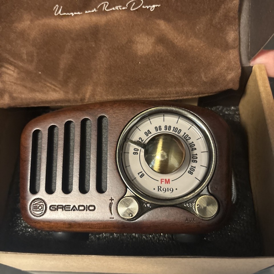Greadio Vintage Retro Radio Bluetooth Speaker Wood FM Radio Wireless ...