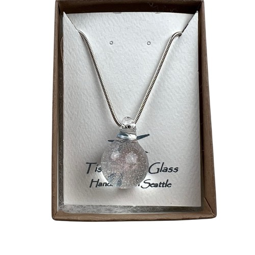 Tisbury Seattle Art Glass Clear Ball Pendant Sterling Silver Necklace ...