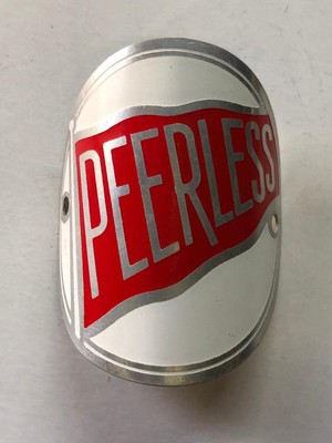 NOS antique PEERLESS bicycle head BADGE tag Rollfast DP HARRIS red ...