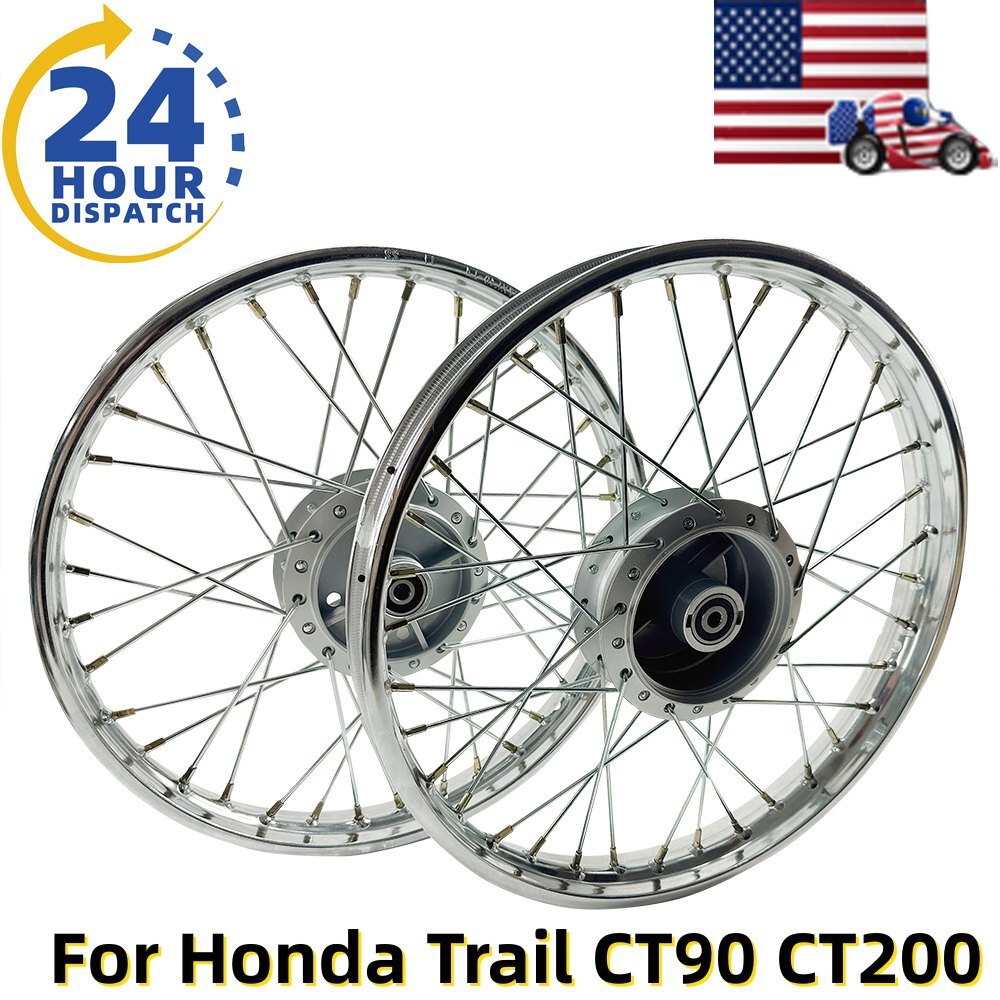 For Honda Trail CT90 CT200 Front & Rear Wheel Rim Ring & Hub w/ Spokes ...