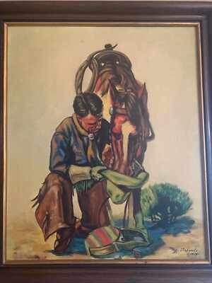 Oil Painting The Last Drop From The Stetson Hat.Artist sign Canvas | eBay