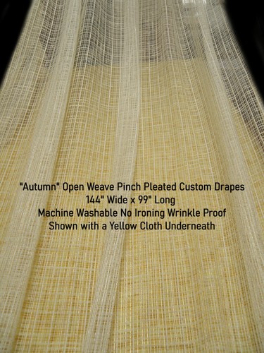 CUSTOM MADE Acrylic Blend PLEATE DRAPES 144x99 Wide Pair -SALE $240.00 ...