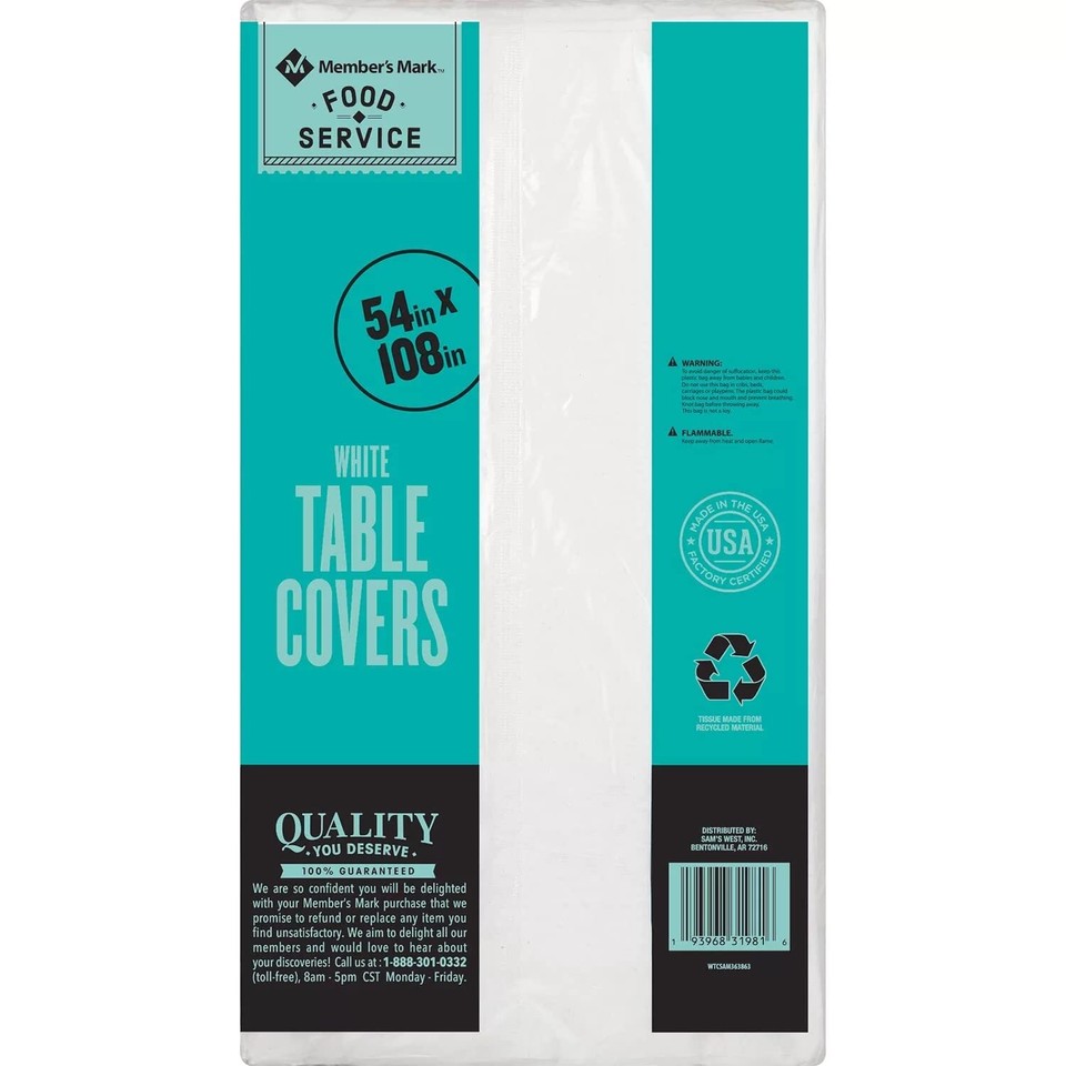 Member's Mark White 3-Ply Tissue Tablecovers, 54" x 108" (10 Count) | eBay