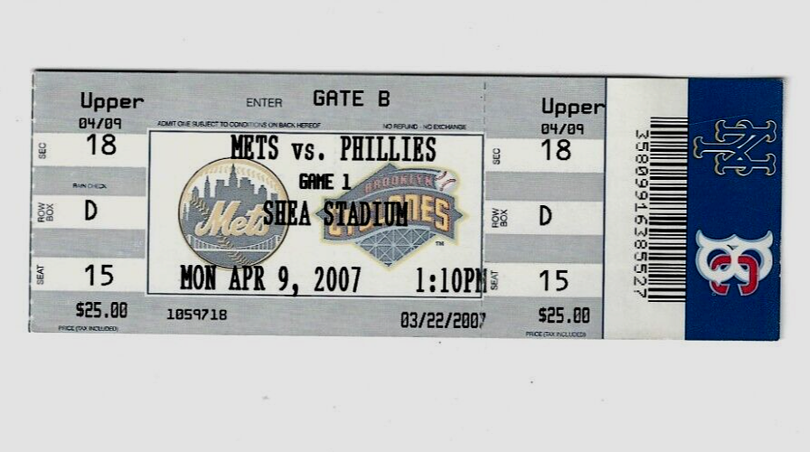 APRIL 9 2007 METS VS PHILLIES MOST OPENING DAY RUNS ALL-TIME METS ...