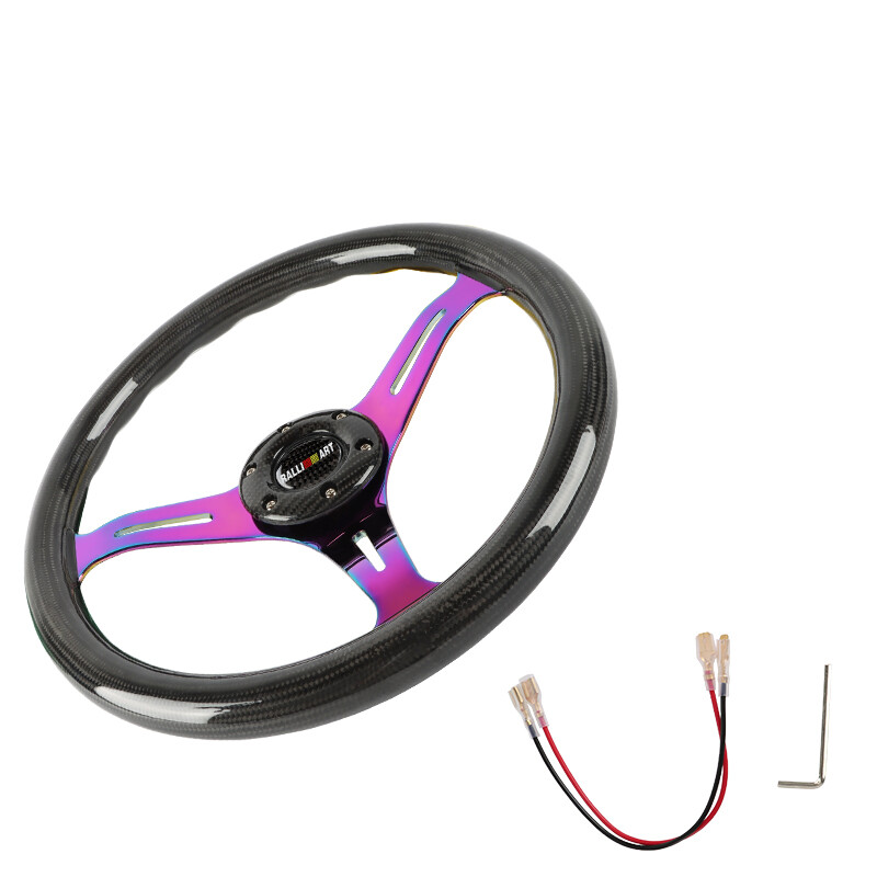 Universal 350mm 14in Real Carbon Fiber Racing RALLIART Steering Wheel ...