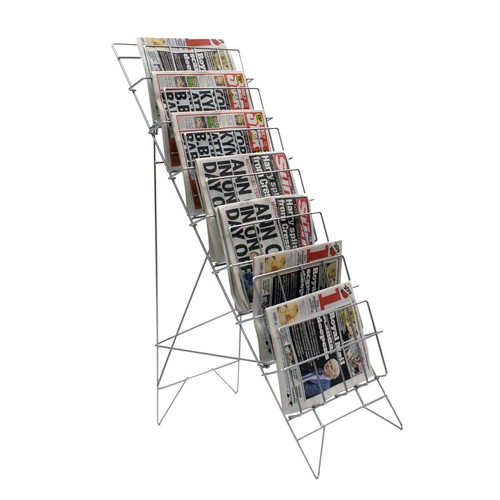 UK Newspaper Rack Stand - Floor Standing Display in Silver for ...