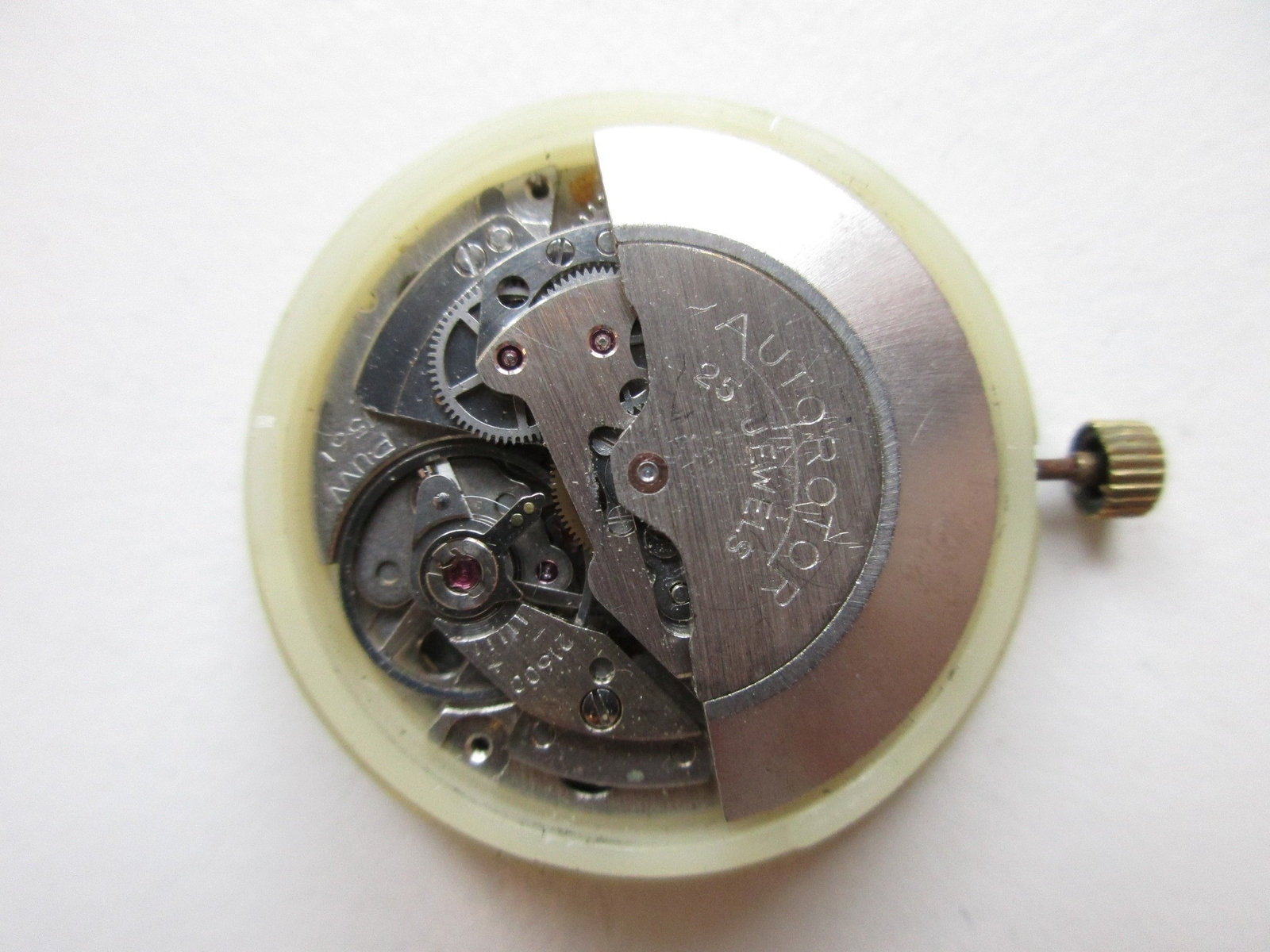 PUW cal. 1561 automatic 25 jewels watch movement - white date at 3 ...