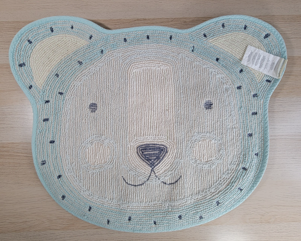 Pottery Barn Kids Bear Throw Rug 25" x 20" Cotton Bath Mat Blue PBK ...