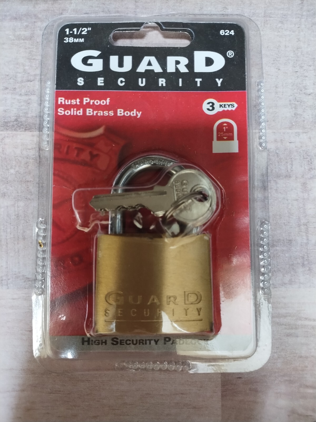 Guard Security 624 Solid Brass Padlocks With 1-1/2" Standard Shackle ...