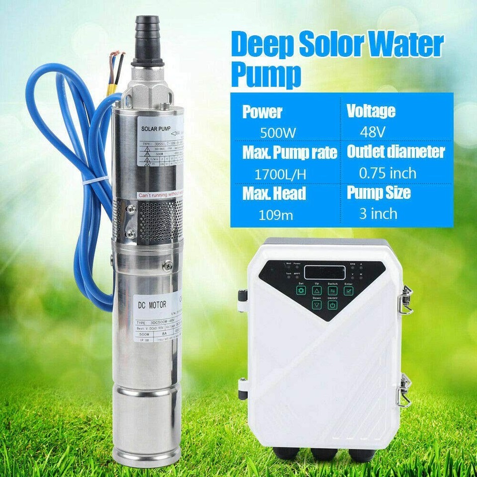 3In Solar Water Pump Submersible Well Deep Bore Screw Well Garden ...